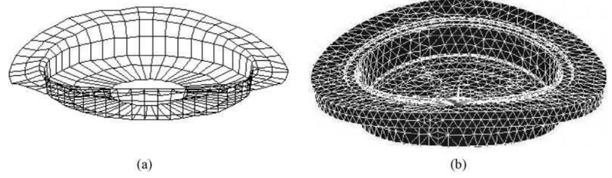 (a) experimental bending mode shape; (b) fea bending mode