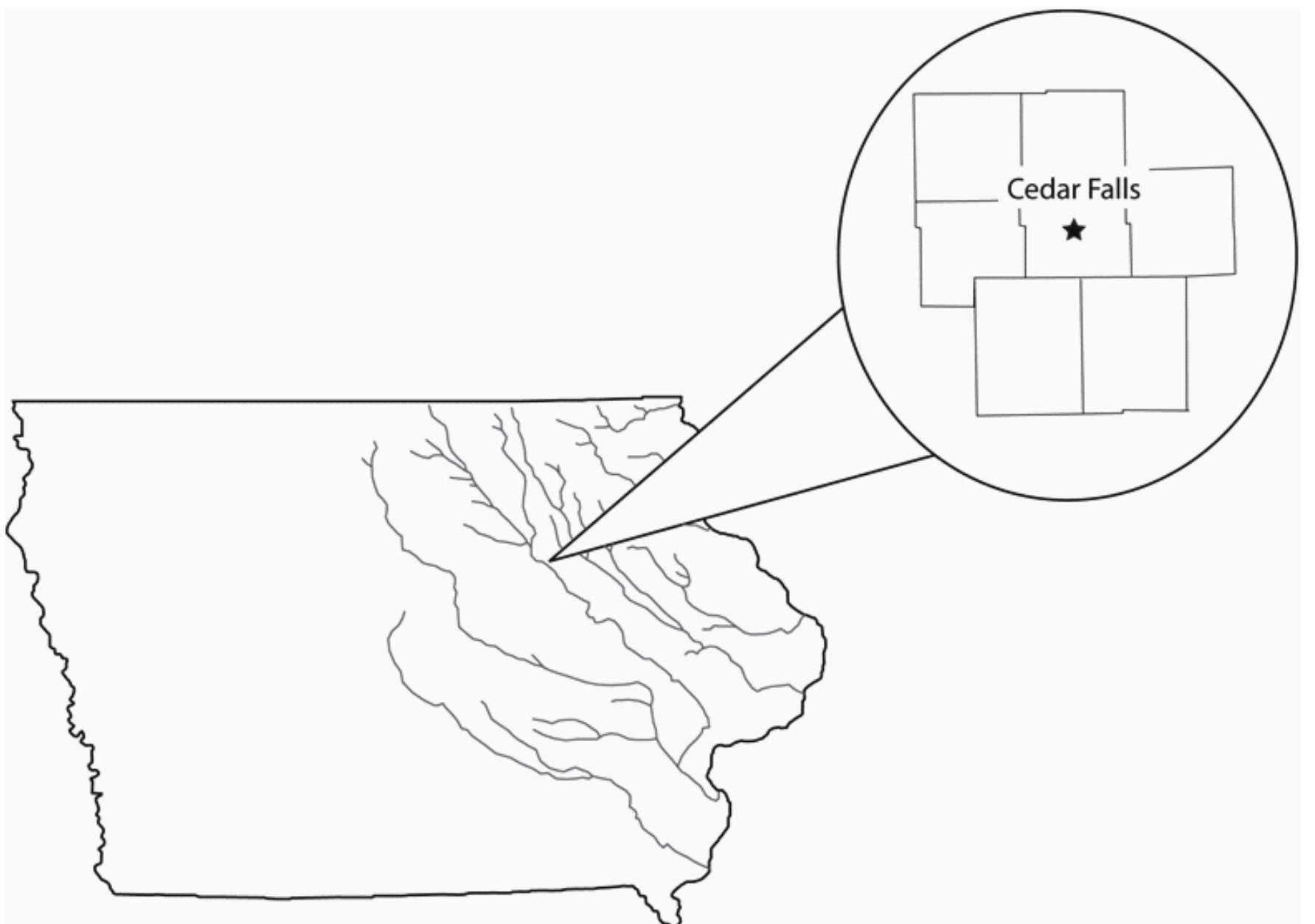 Map of iowa showing rivers in the eastern portion of the