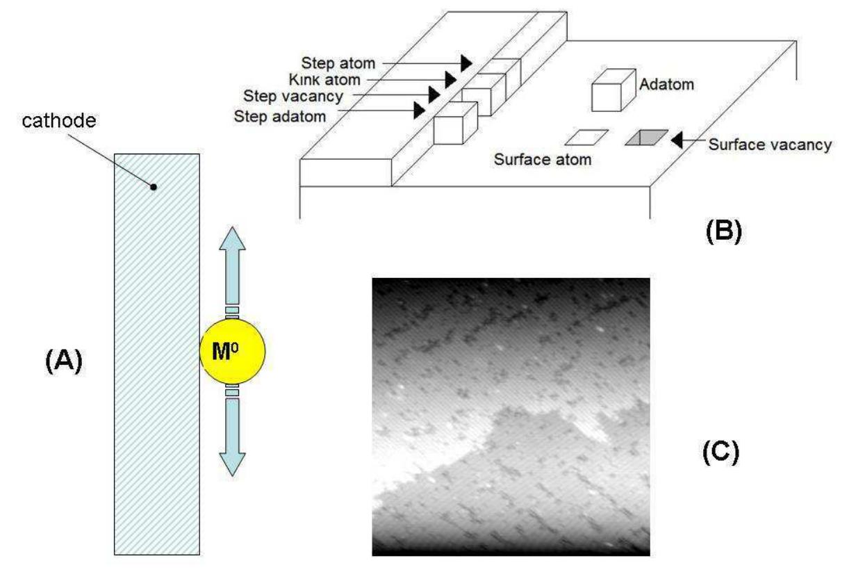 Diffusing adatoms and their fixation in surface crystal