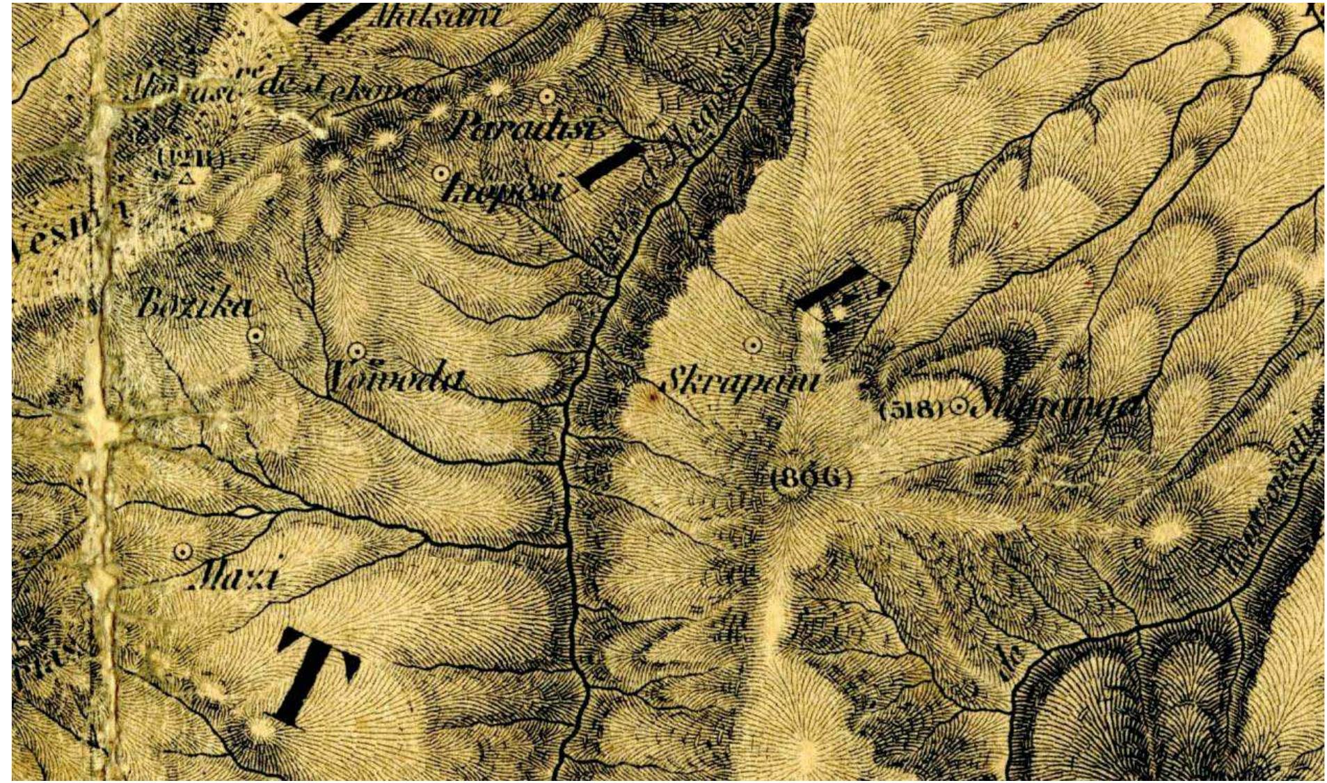 Detail of the carte de la morée showing the location of