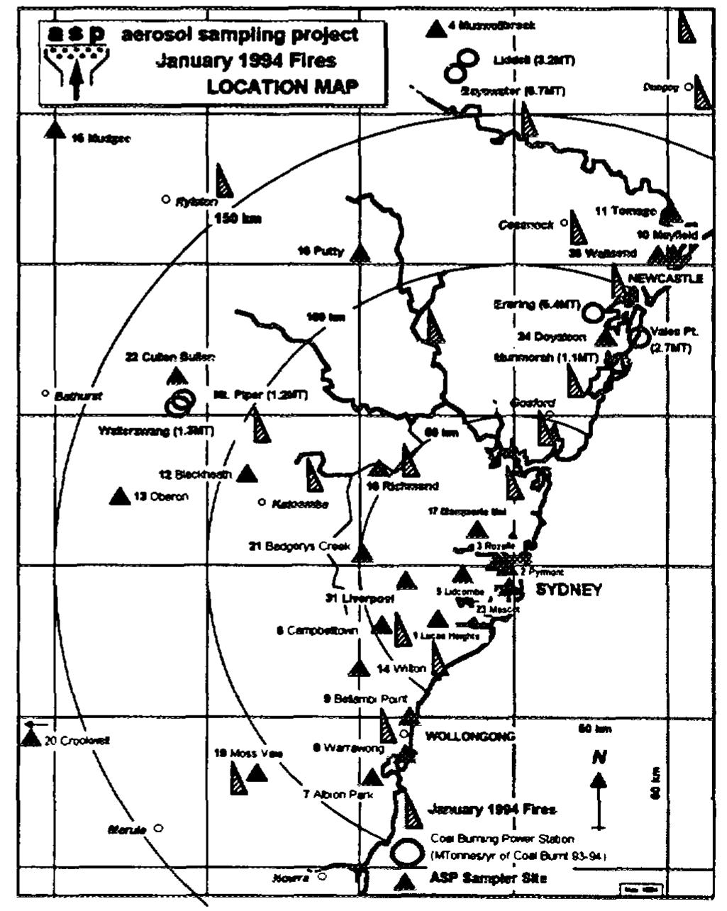 Asp site location map, showing location of each of the
