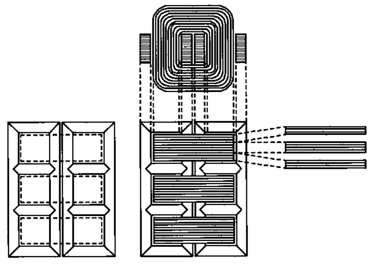 22 three-phase shell form transformer. the core without