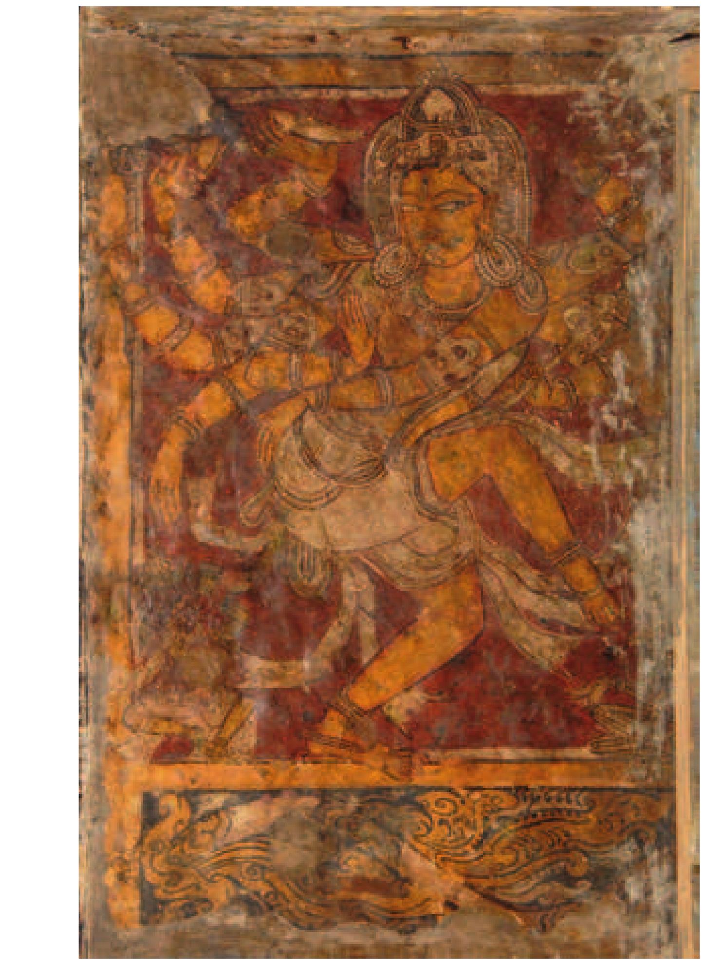 31 ceiling mural of dancing siva with transverse leg