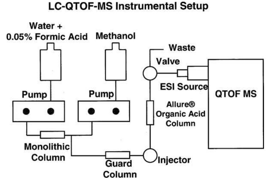 Experimental setup of the lc-qtof-ms system for the analysis