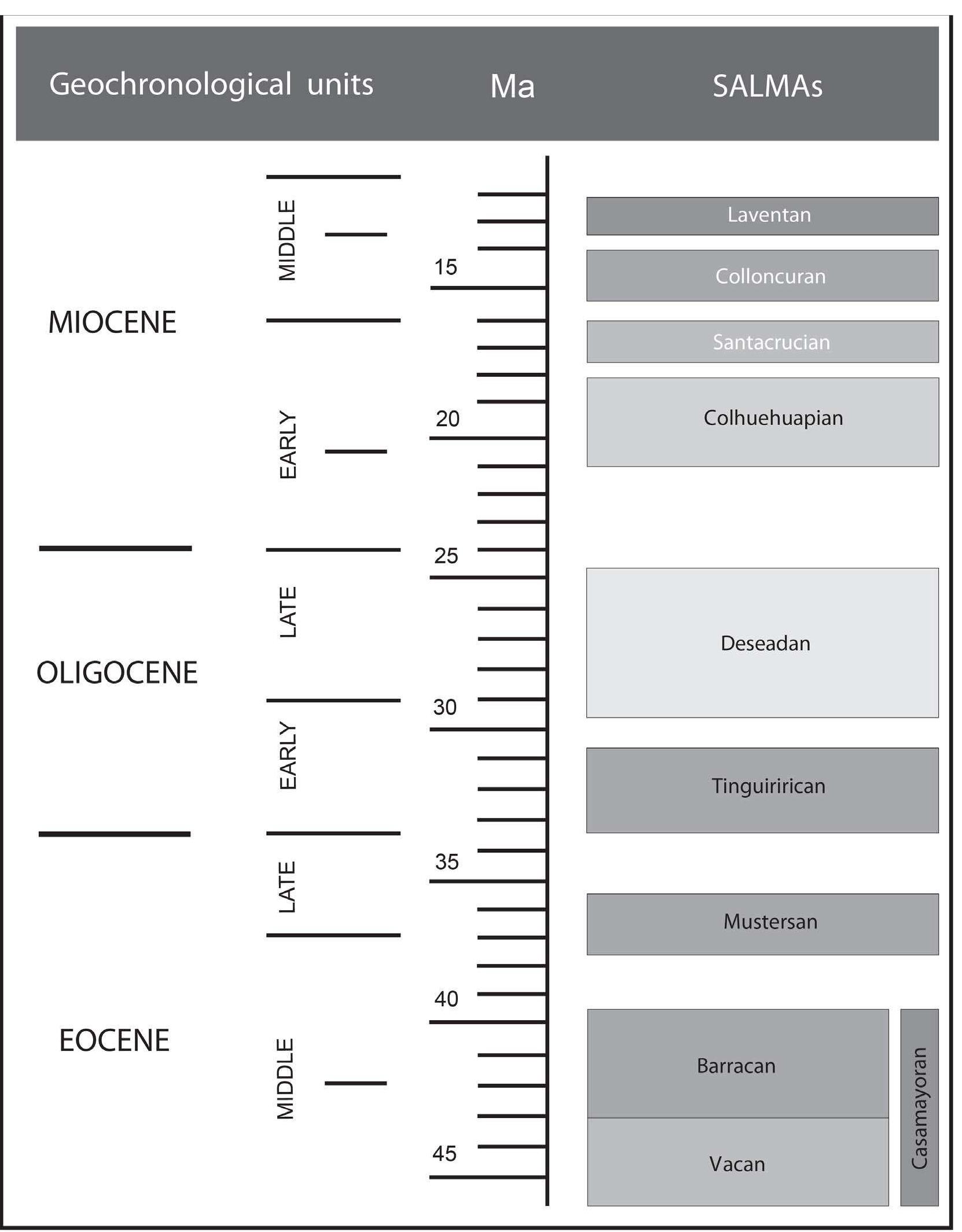 Geologic time scale. geochronological units and south