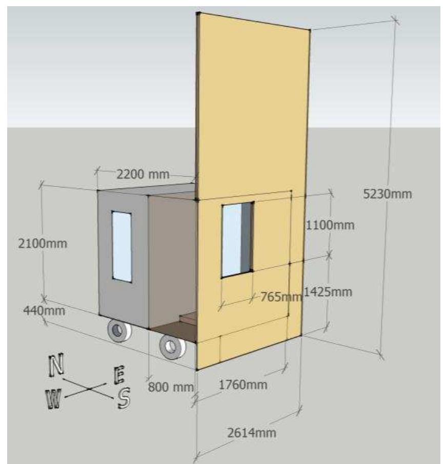 Schematic drawing of the large scale compartment-v f