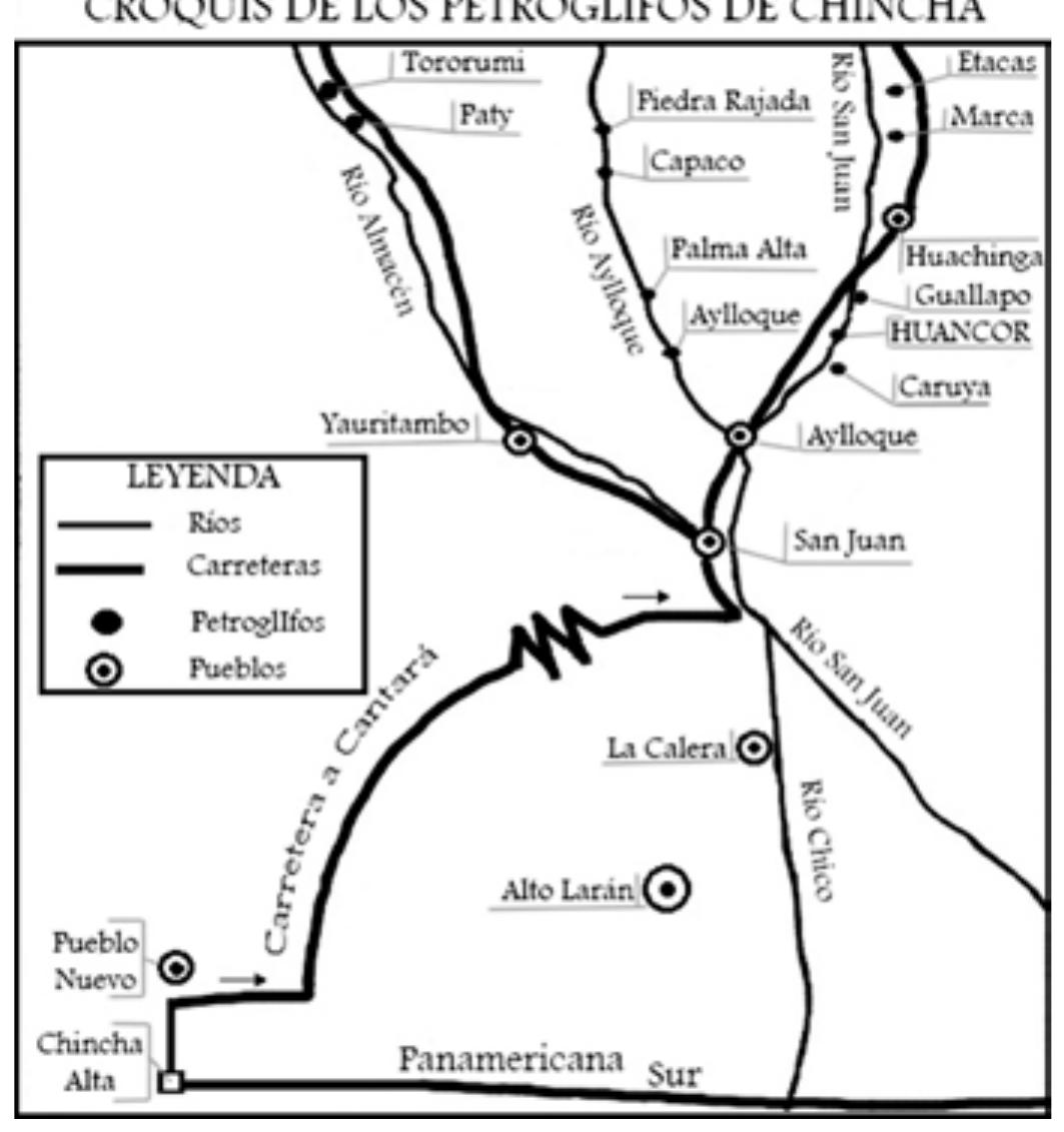 Schematic map of chincha alta. sites are identified by their