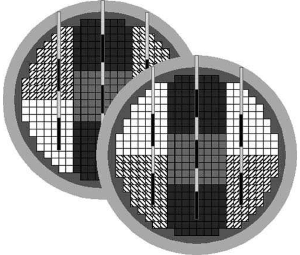 11 control power zones in a candu core. the fill patterns