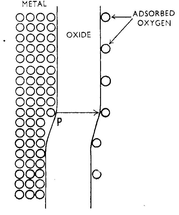 , showing the mechanism by which ions leave a metal and pass
