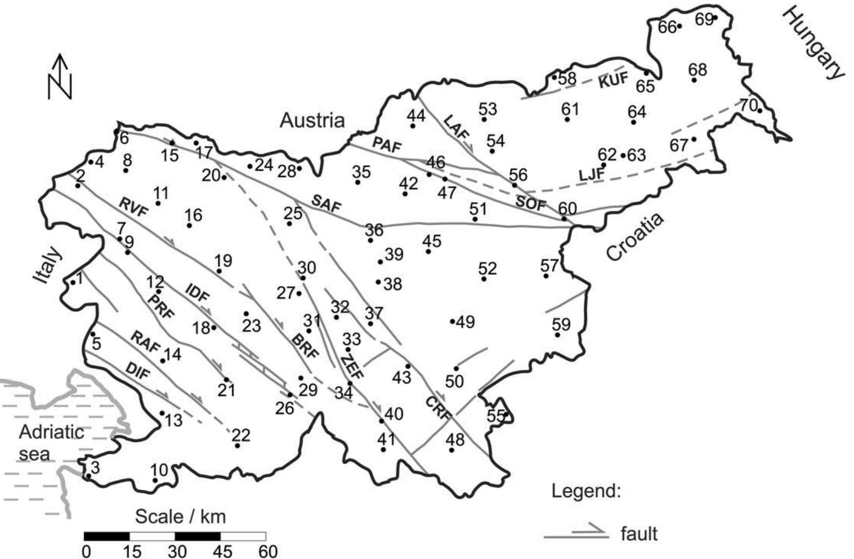 Map of slovenia (surface area 20.3 thousand km?); indicated