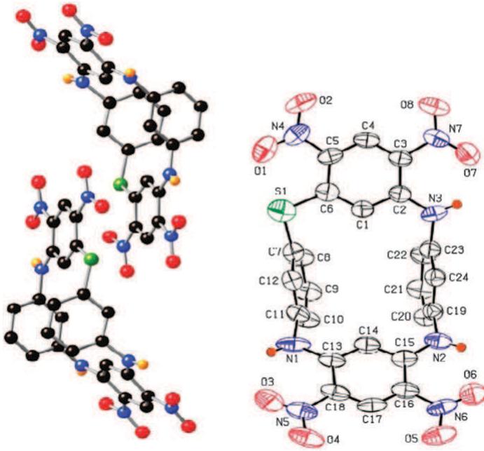 Crystal structure of the racemate 8 and ortep diagram of one