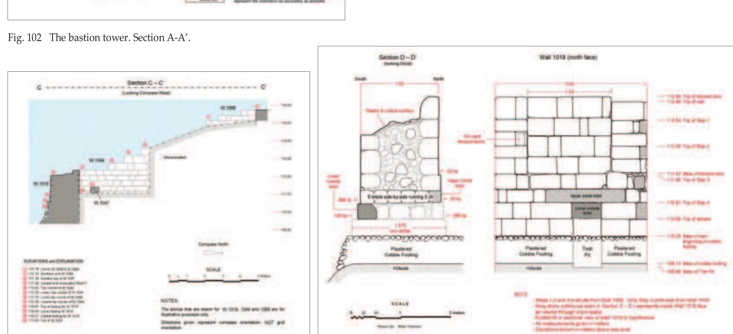 The bastion tower. section d-d’ and w1018 north face. fig.
