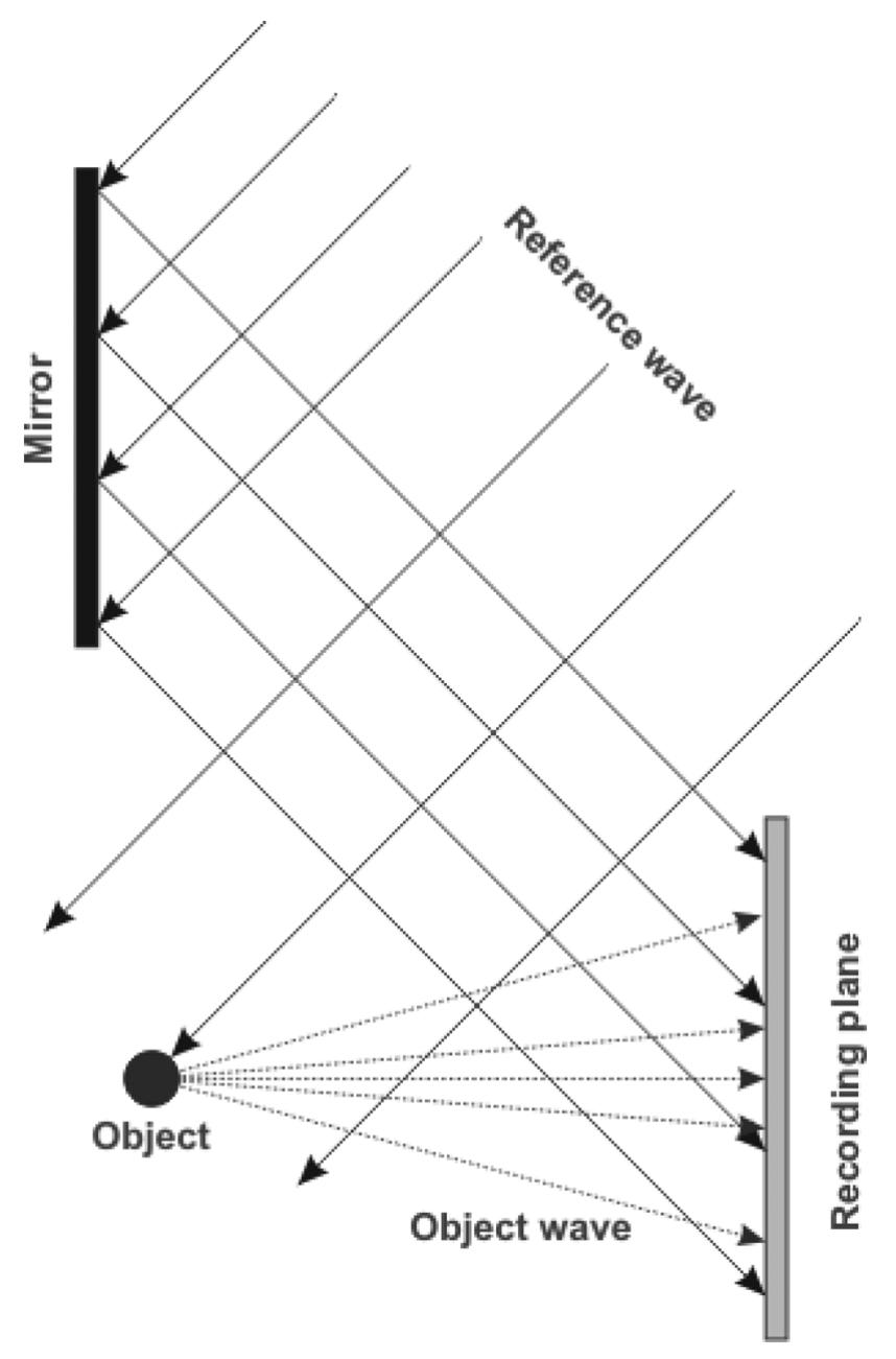Diagram of optical hologram with an inclined light beam.