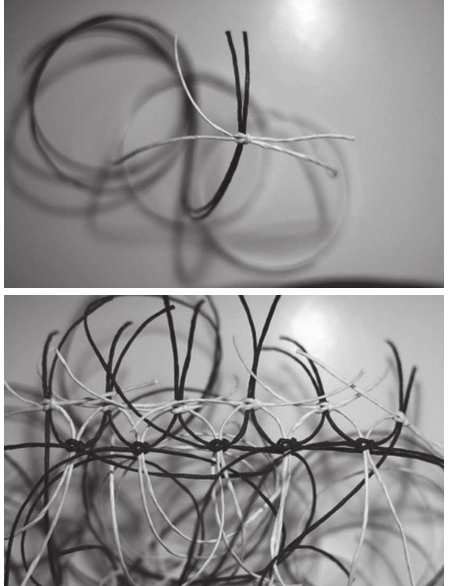A (top) and &b (bottom): the knotting process using black