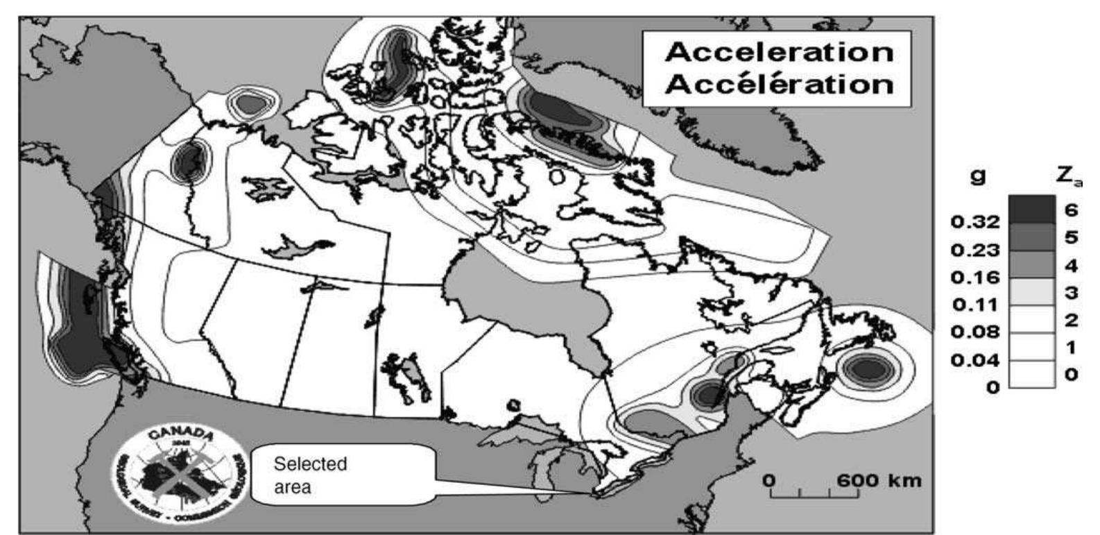 Seismic hazard map of canada (after [30],