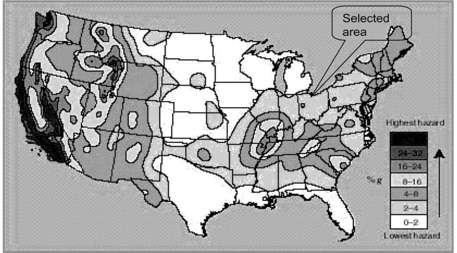 Seismic hazard map of usa (after [31],