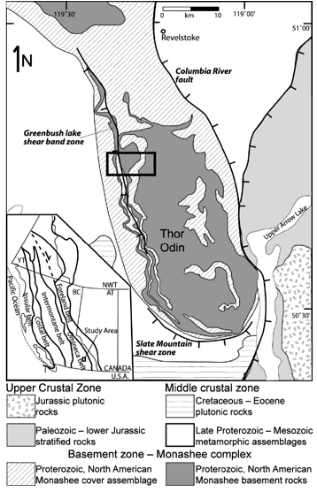 geologic sketch map of the thor-odin dome; the insect