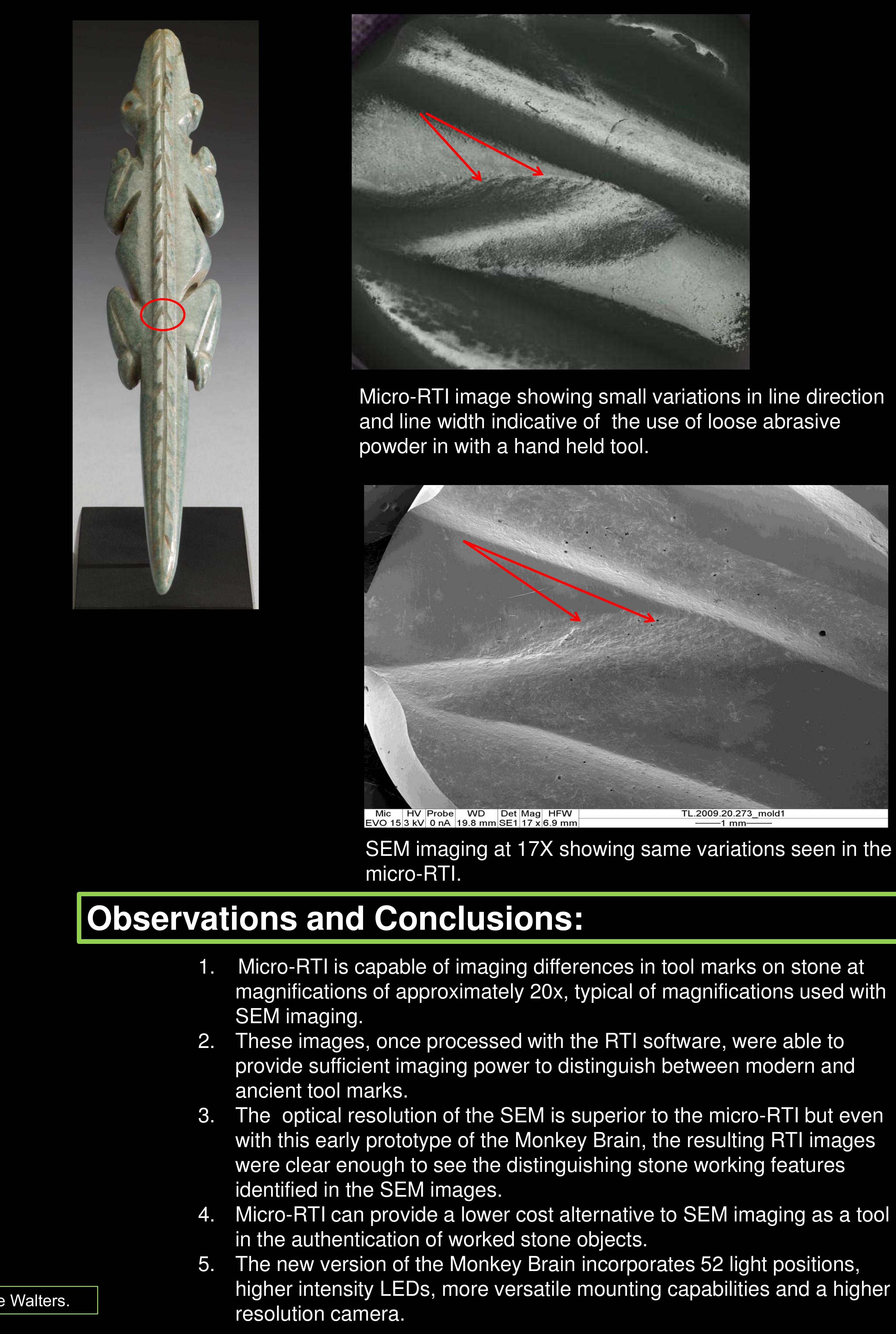Figure 4 - SEM vs micro-Reflectance Transformation Imaging