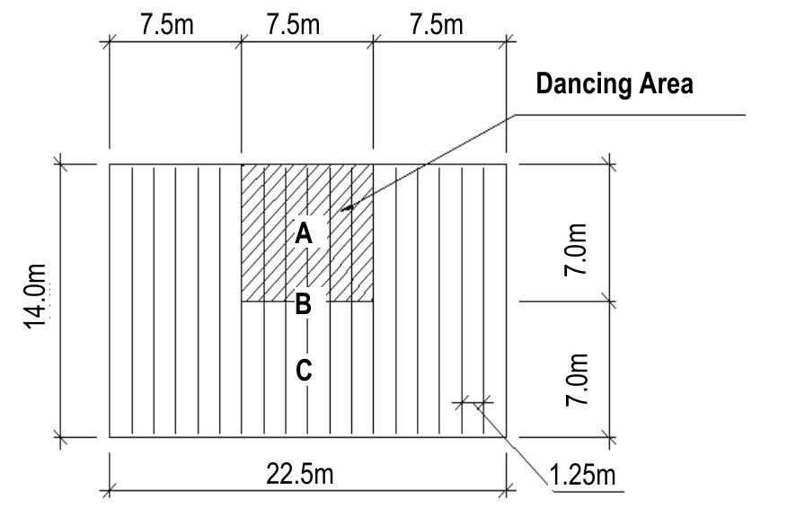 Dancing floor layout (dimensions in m table 2. structural
