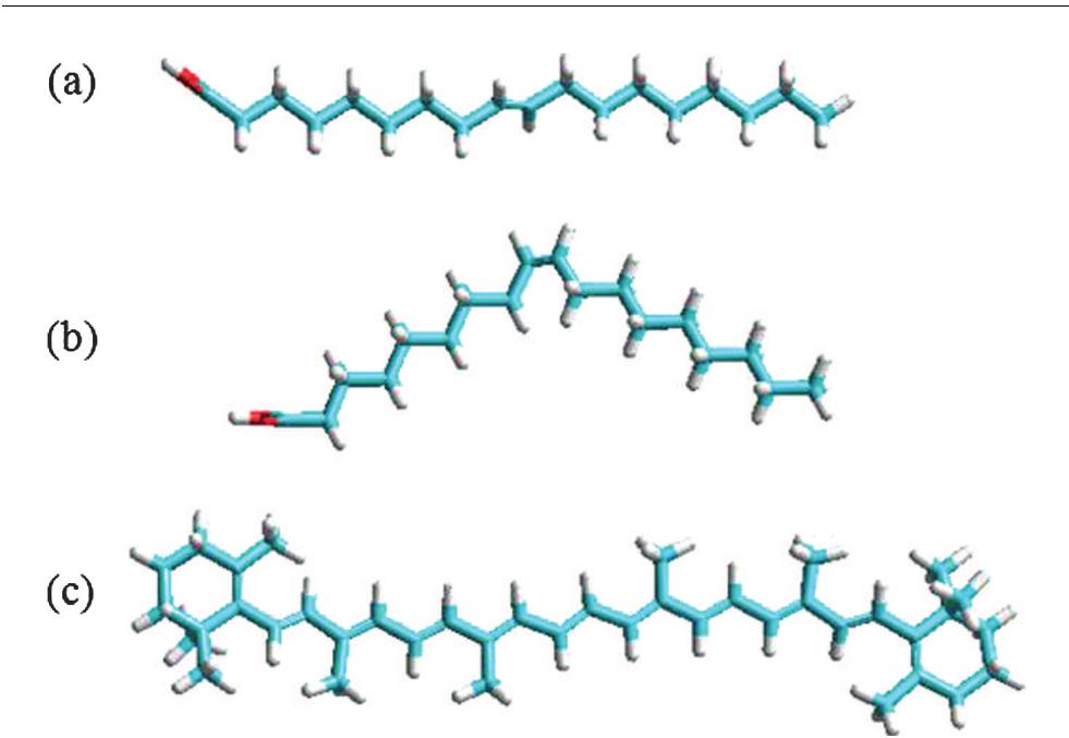 (a) the structures of trans oleic acid, (b) cis oleic acid