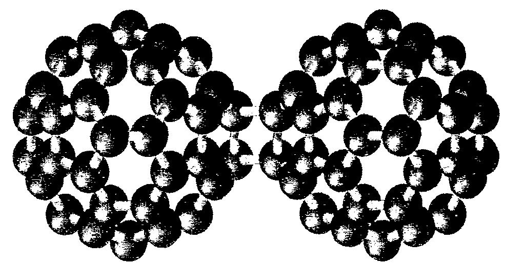 Schematic molecular diagram of the fullerene dimer. between