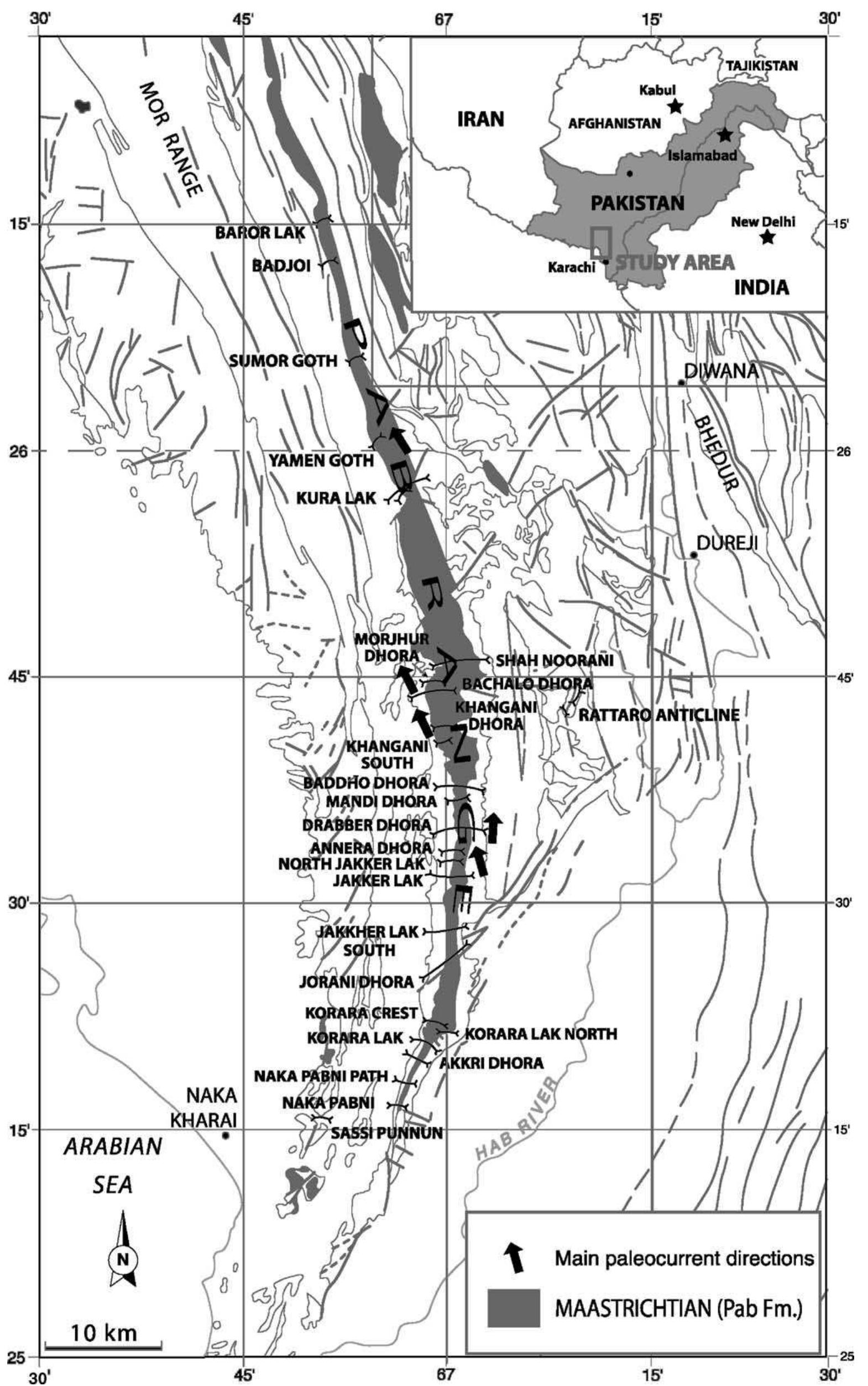 Map of the pab range, showing the location of the principal