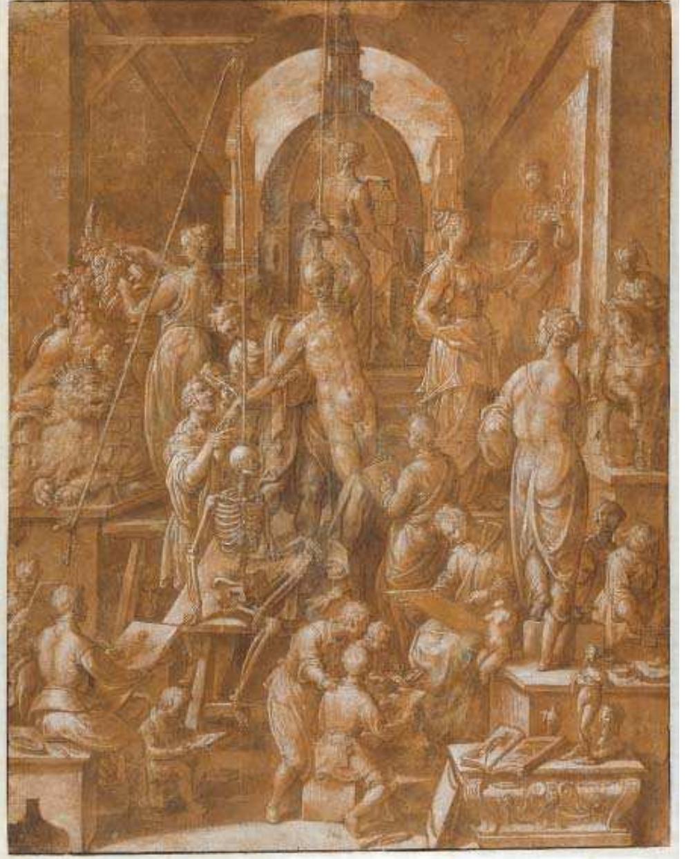 Johannes stradanus, allegory of the florentine academy of