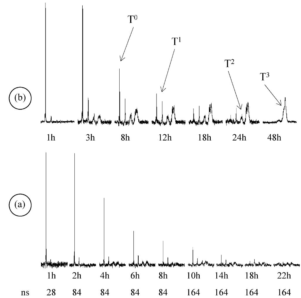 ?°si nmr spectra relative to the hydrolysis kinetics 2%