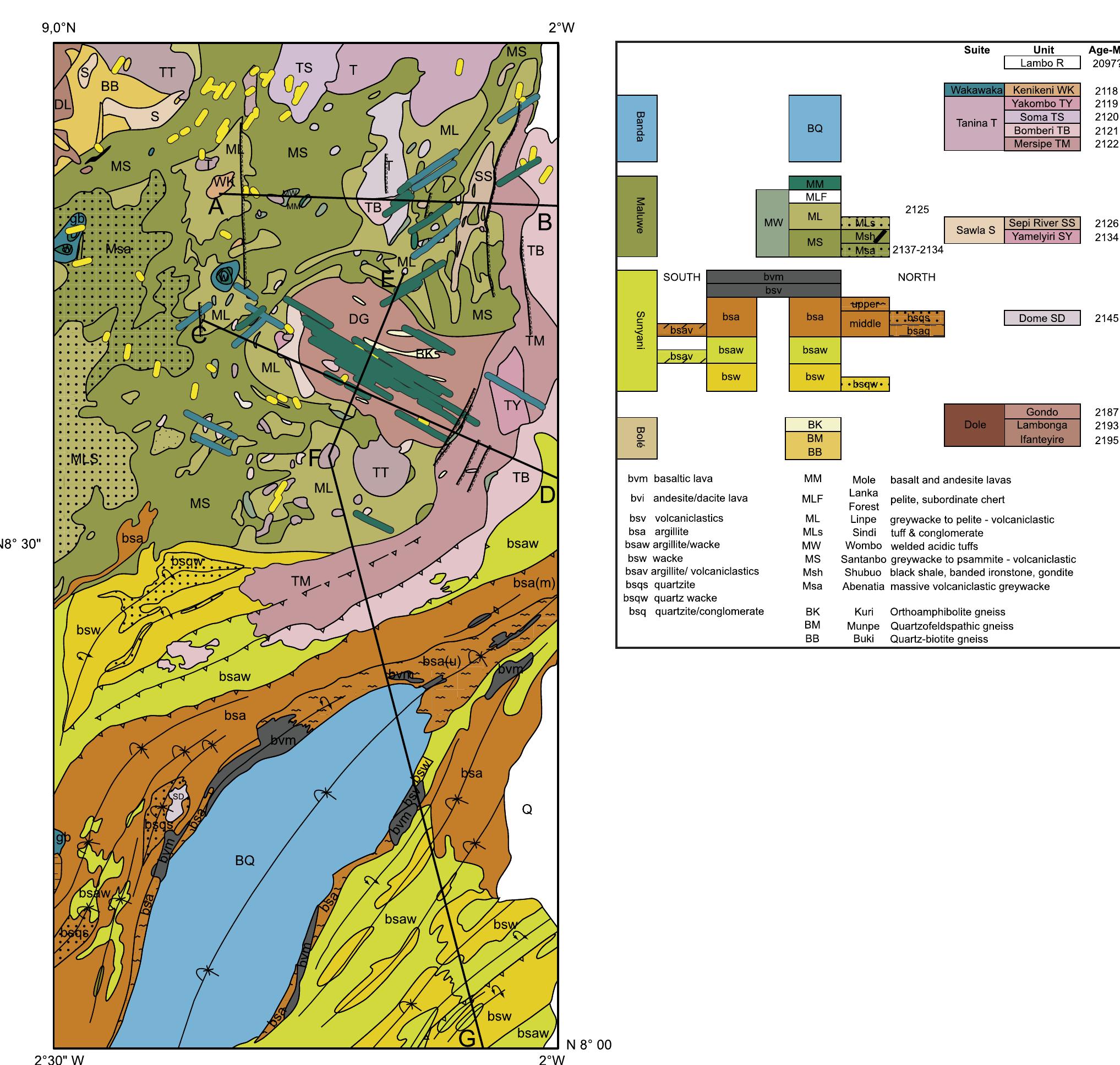 (a) geological map of parts of the study area and sheet