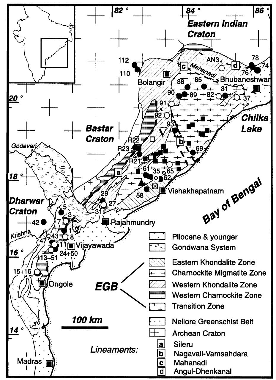 Simplified geological map of the eastern ghats belt of india