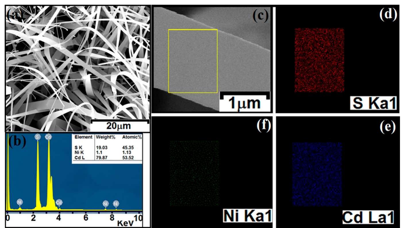 (a) low-magnification fe-sem images of cds:ni nanoribbons.