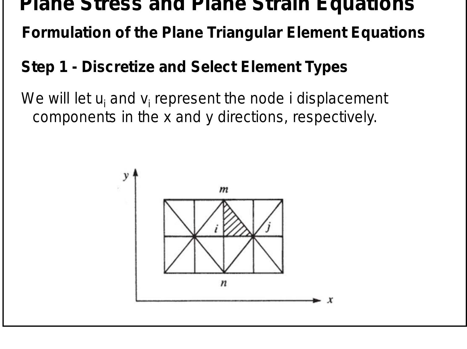 Figure 24 - Plane Stress and Plane Strain Equations