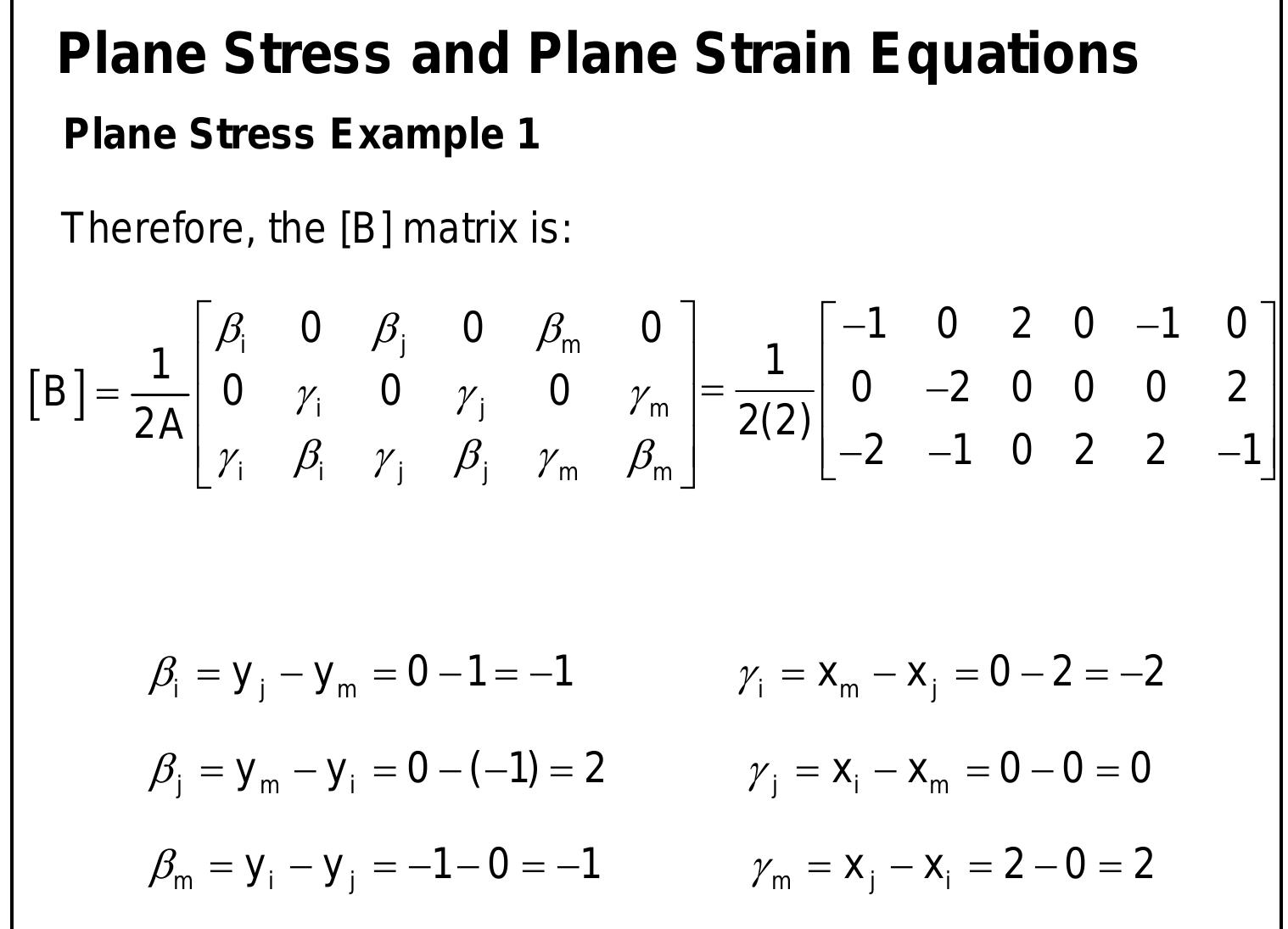 Figure 50 - Plane Stress and Plane Strain Equations