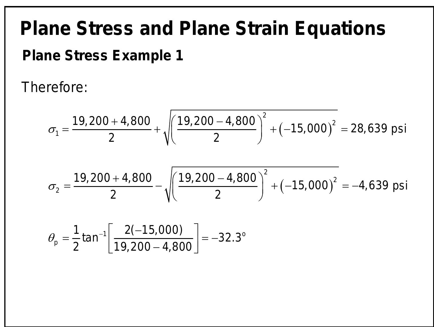 Figure 55 - Plane Stress and Plane Strain Equations