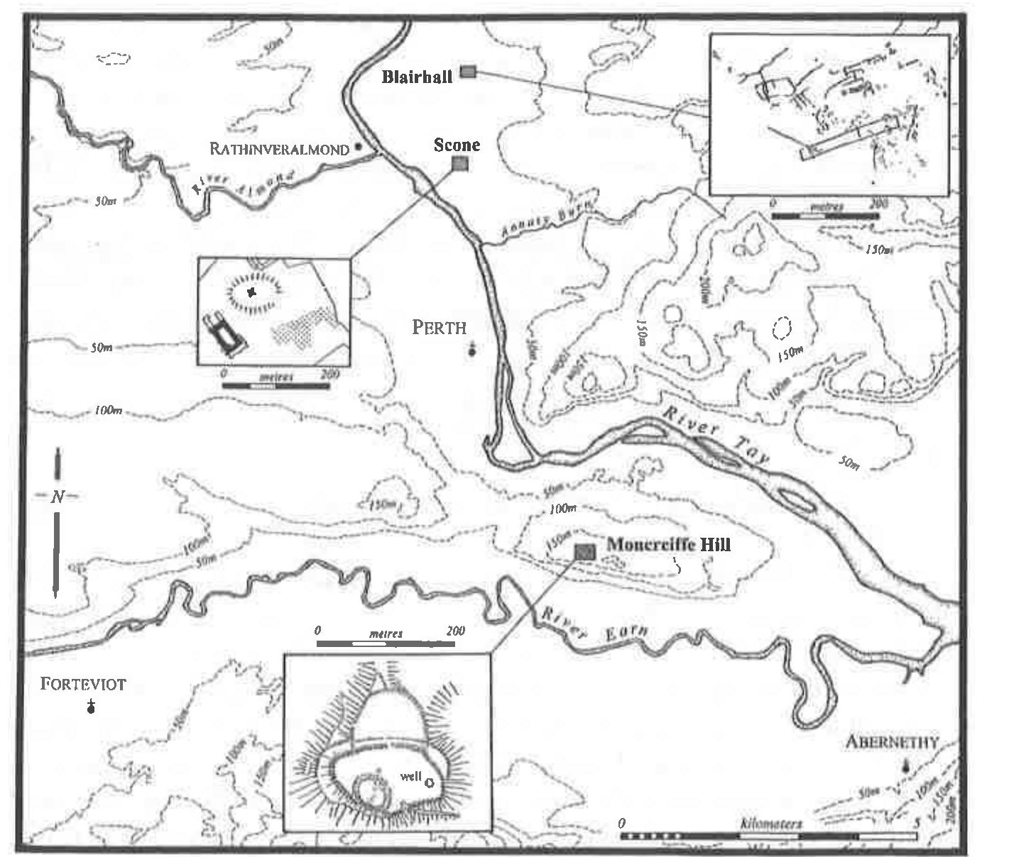 3 map showing locations of moncrieffe hill, scone and the