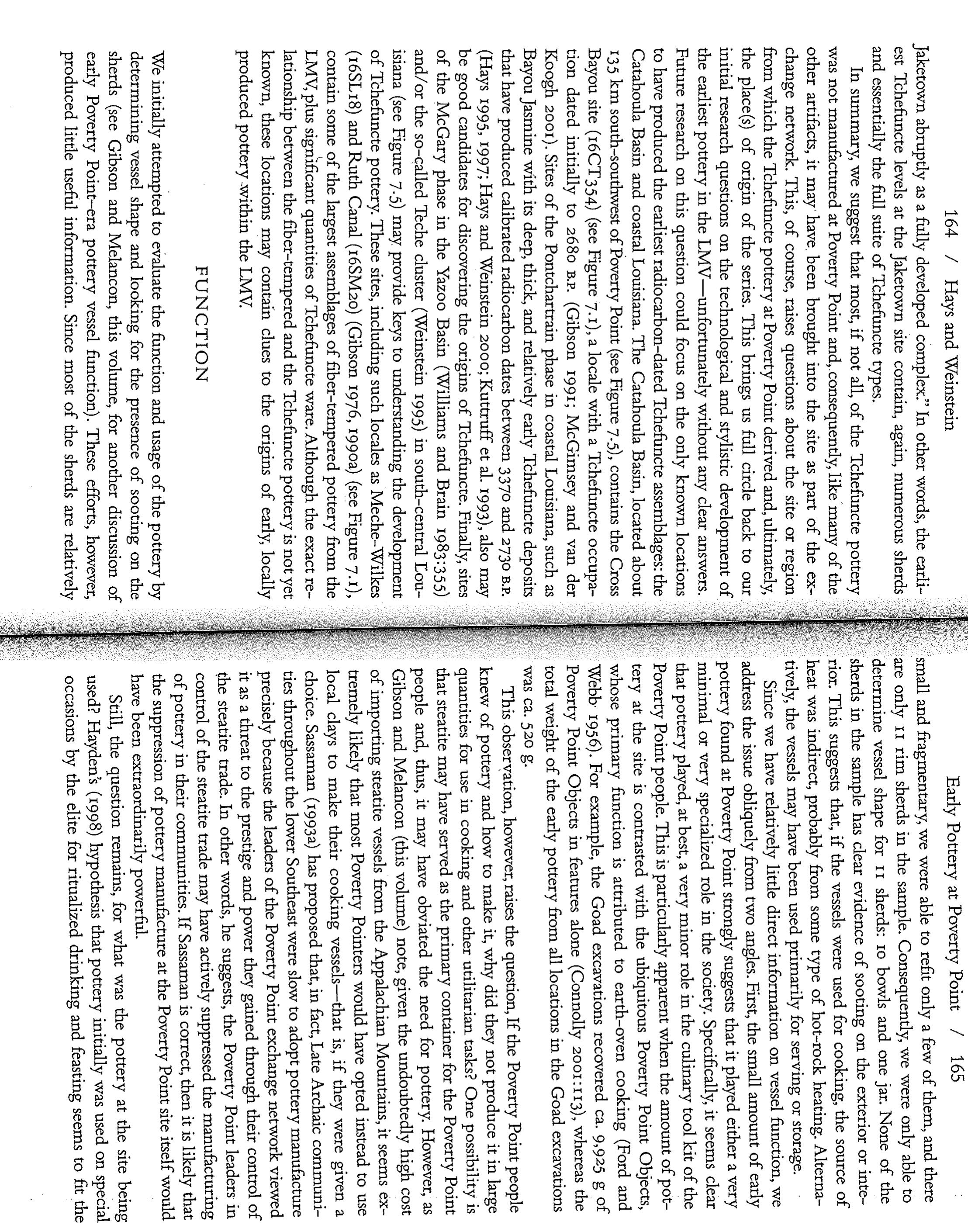 Table 7 - Early Pottery at Poverty Point