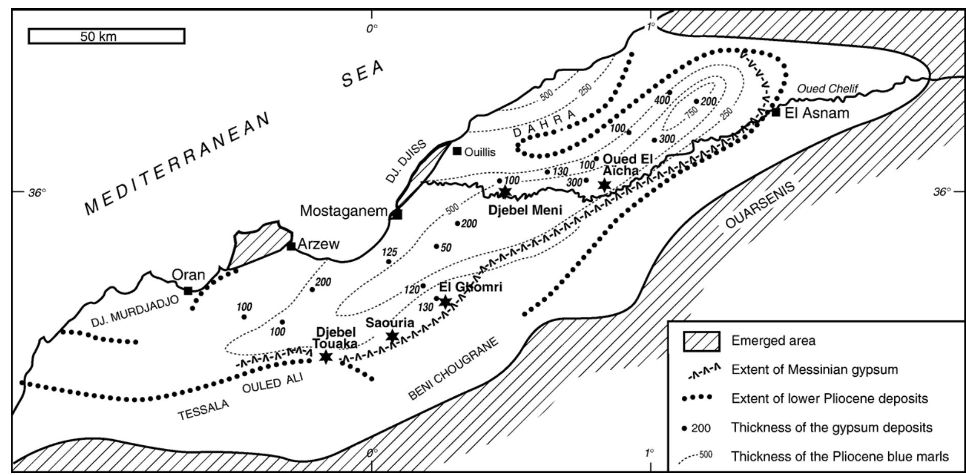 Map of the chelif basin through the late miocene and early