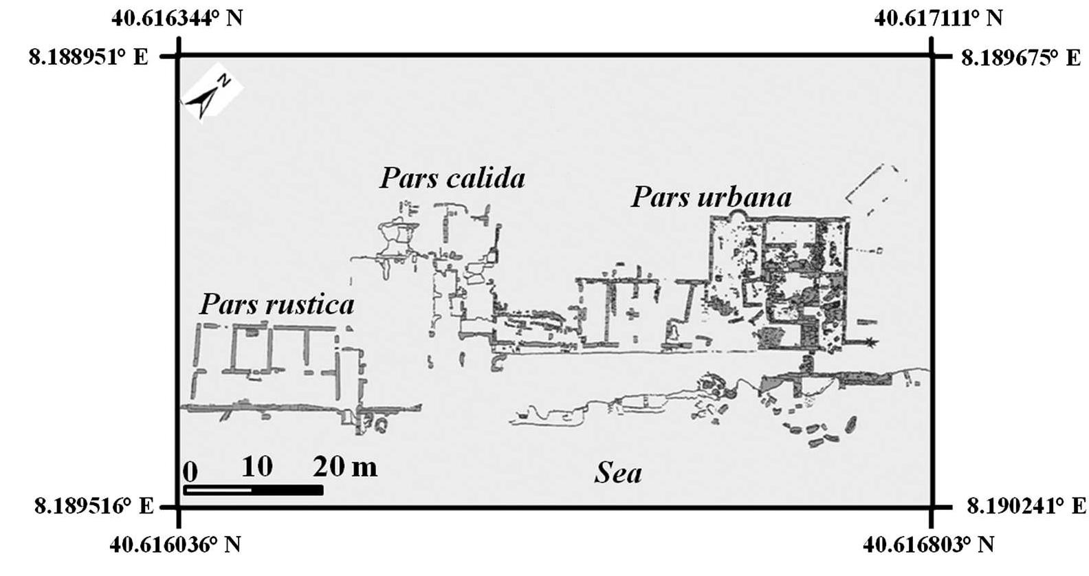 Map of the excavation showing archaeological remains.