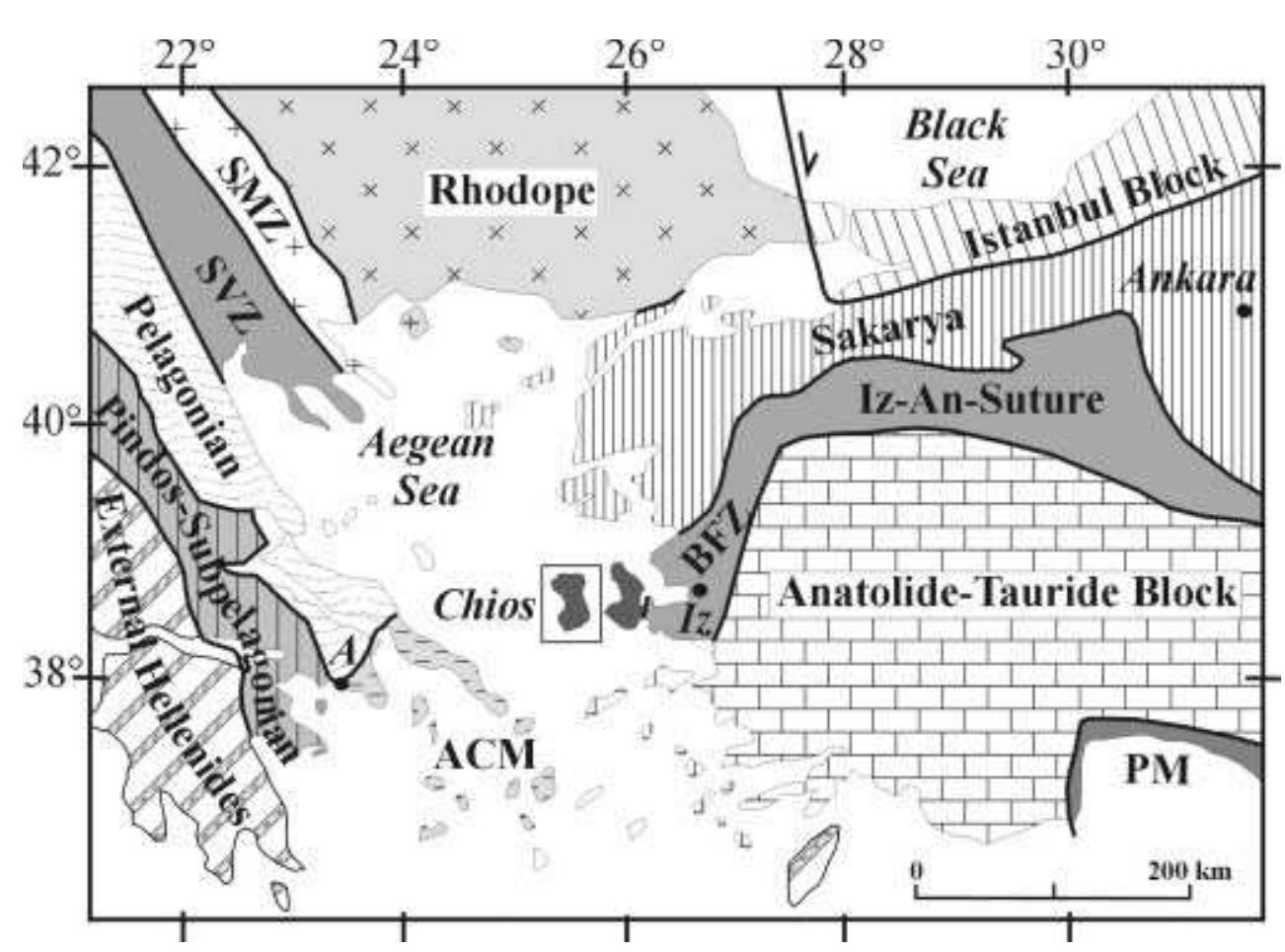 Generalized tectonic map of the aegean and surrounding