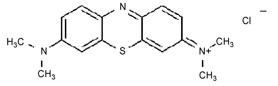 Chemical structure of methylene blue.