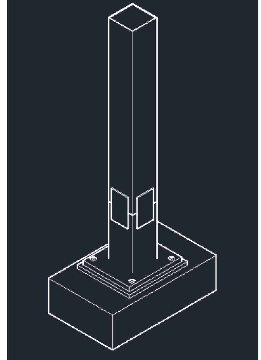 3d x-ray view for column e remedial work - autocad 2016