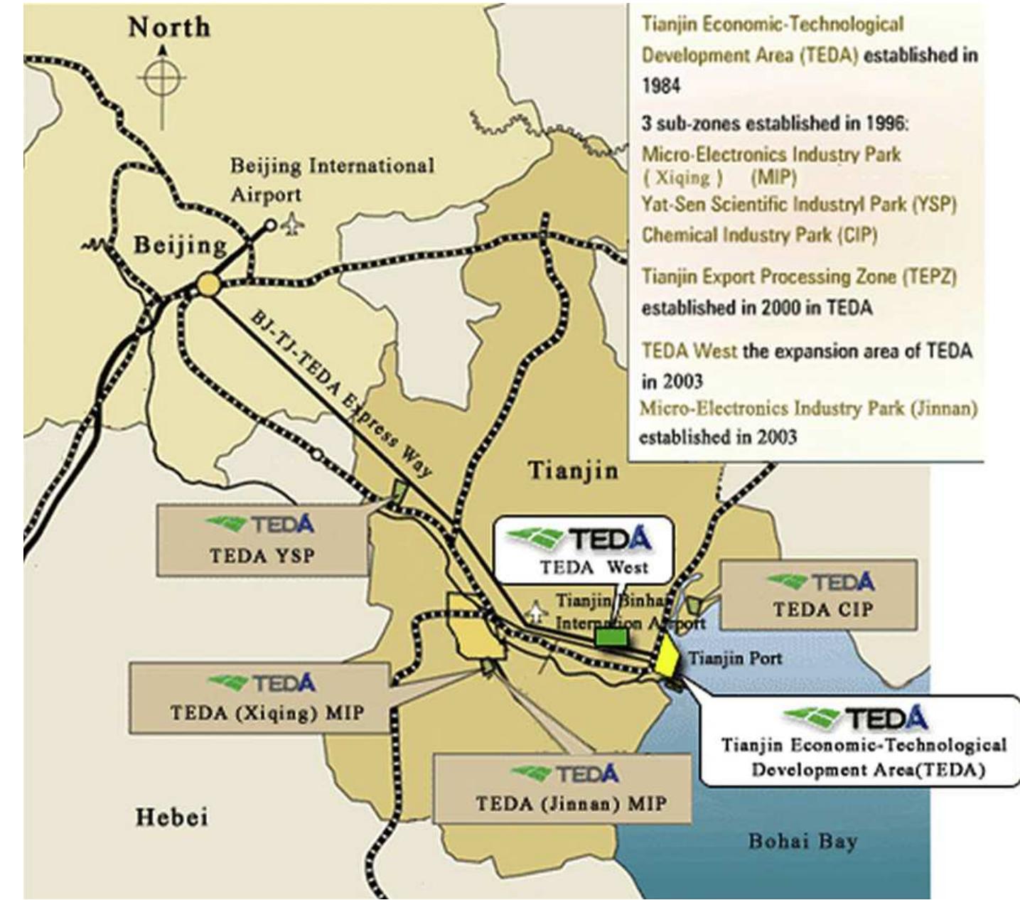 Geographic location and zoning of teda.
