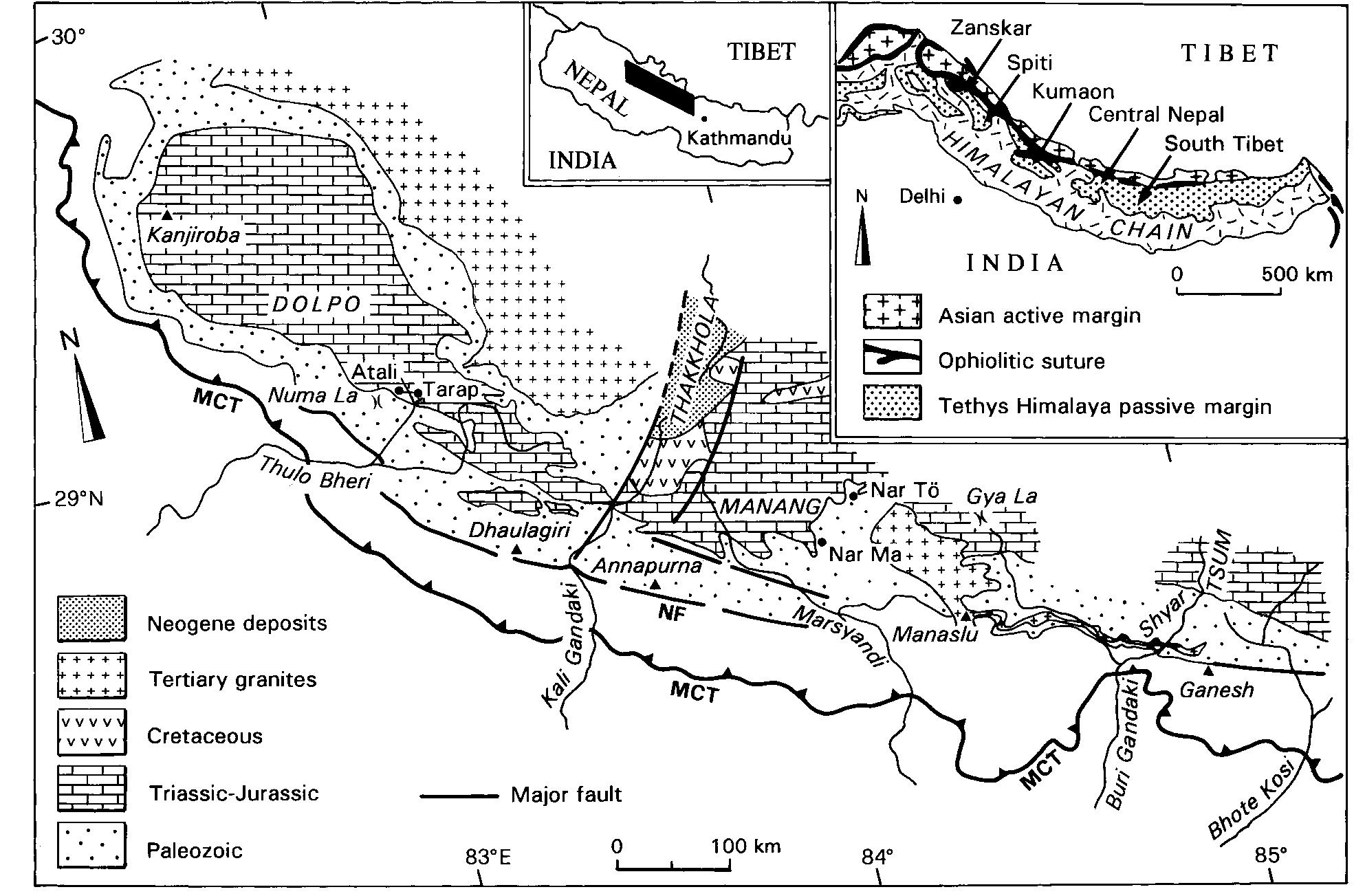 Geological sketch map of the nepal tethys himalaya (compiled