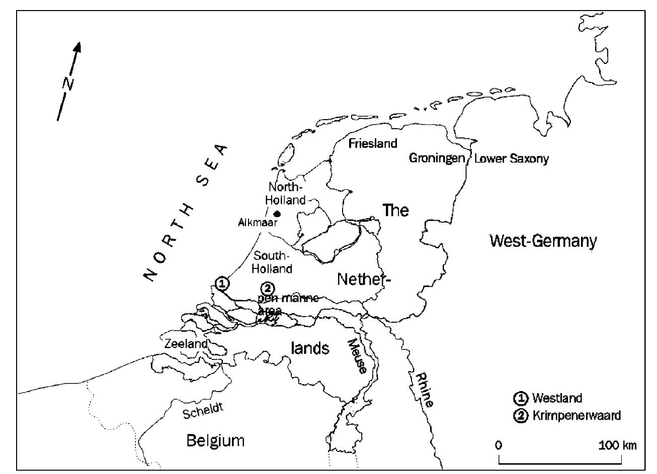Map of the netherlands showing the geographical regions