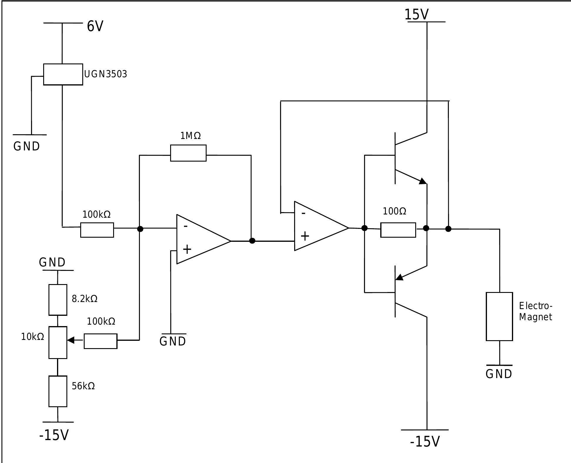Circuit diagram of a current control circuit using two
