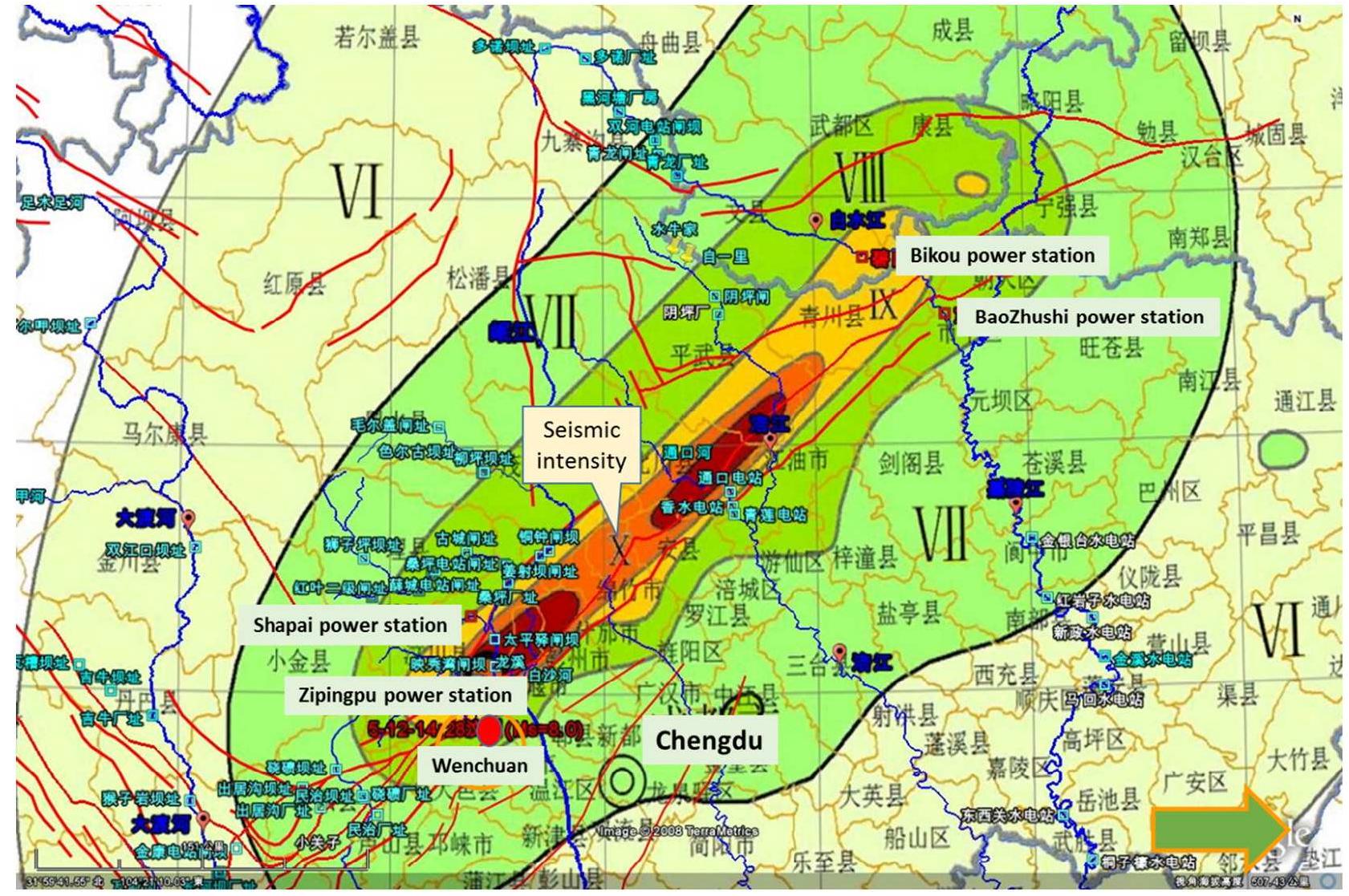 A map of our typical large dams distributed along the