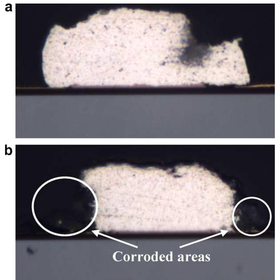 Light microscopy of cross sectioned wire-bond pad, sample c