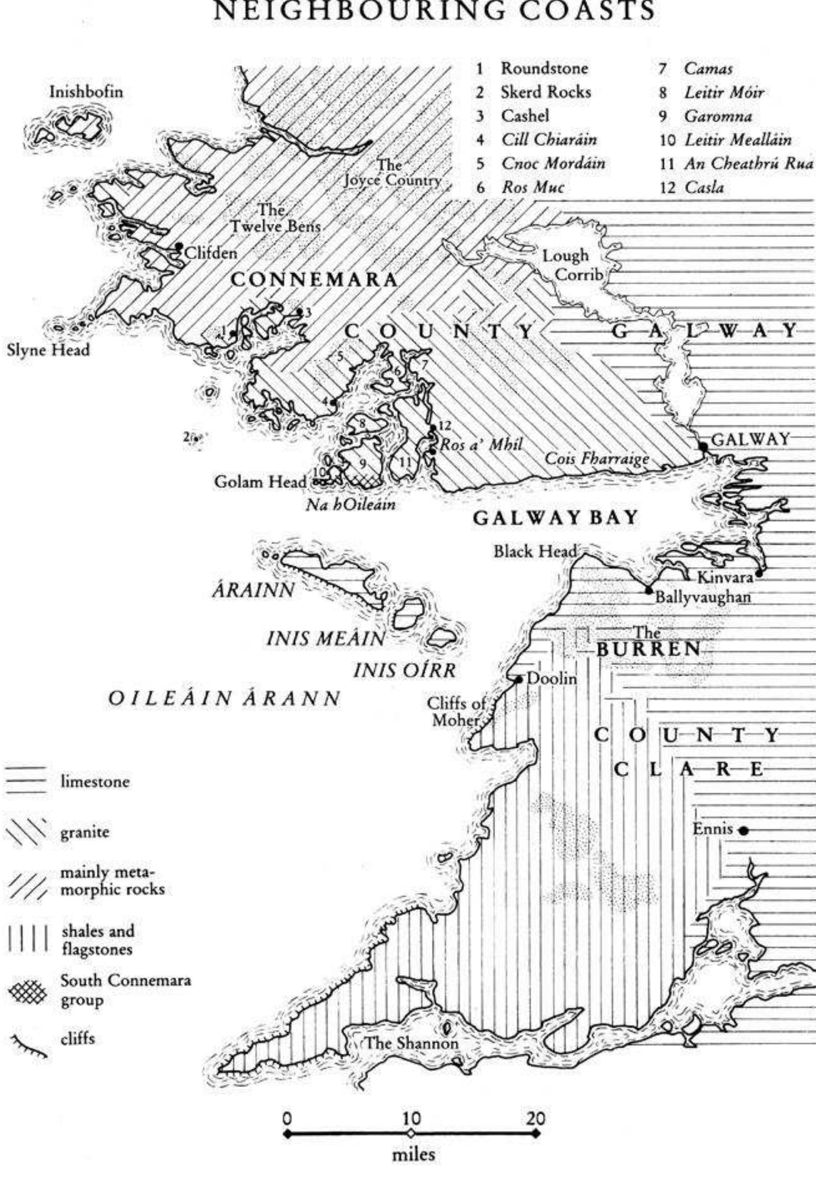 “map of the aran islands and neighbouring coasts.” map by