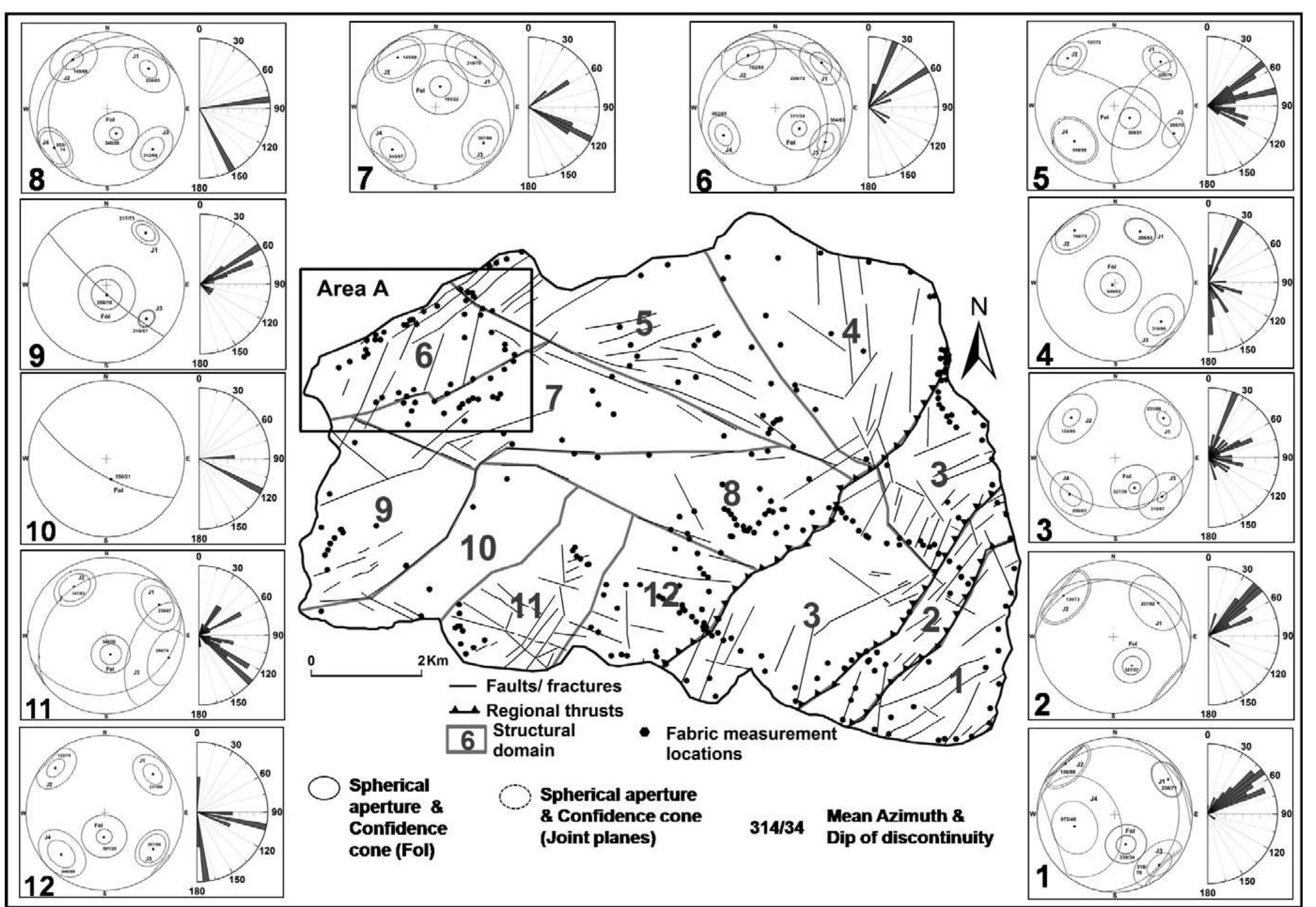 Map of area b showing locations of fabric (orientation)