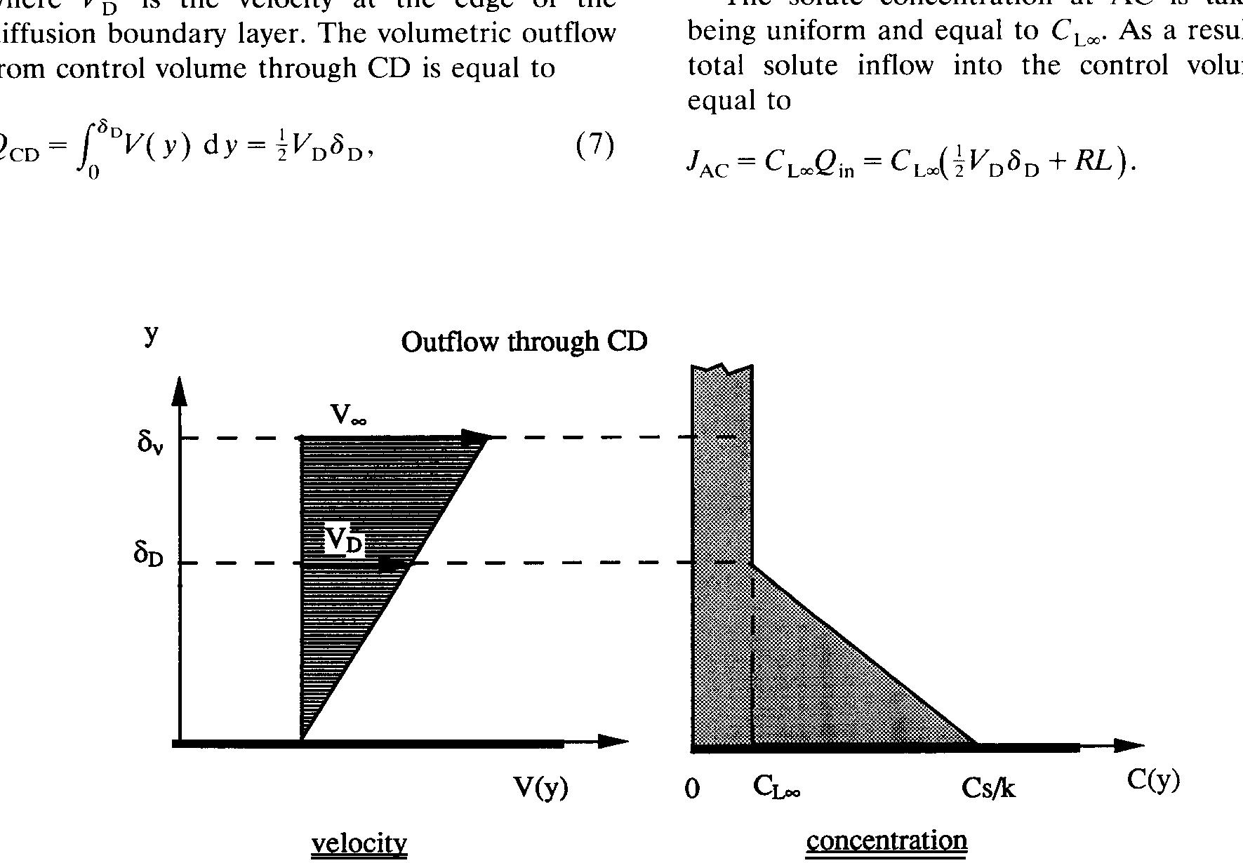 Linear model of velocity profiles (left) and concentration